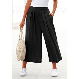 Lascana Damen Lascana Culotte &raquo;mit extra weitem Bein aus luftig-leichter Viskose&laquo; bequeme Schlupfhose mit modischen Falten, Strandhose, Sommerhose 