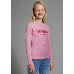 Kidsworld M&auml;dchen Kidsworld Langarmshirt &raquo;Slogan Shirt: HONESTLY&laquo; lang&auml;rmlig, Basic-Stil, mit tiefem Rundhalsausschnitt 152/158
