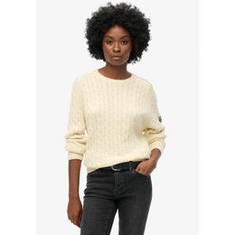 Superdry Damen Strickpullover &raquo;SLOUCHY CABLE KNIT&laquo; Loose Fit, mit Rundhalsausschnitt, in normaler L&auml;nge wei&szlig; XL