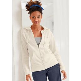 Kangaroos Damen Kangaroos Sweatjacke mit gro&szlig;em Logodruck auf dem R&uuml;cken, Loungewear wei&szlig; 32/34