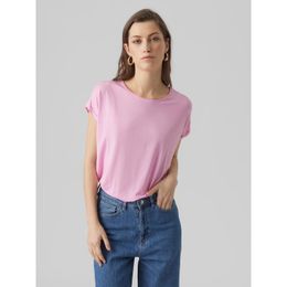 V&eacute;ro Moda Vero Moda Damen T-Shirt &raquo;VMAVA PLAIN SS TOP JRS NOOS&laquo; Materialmix, regular fit rosa L