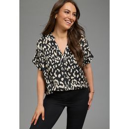 Laura Scott Curve Damen Laura Scott CURVE Longbluse &raquo;Gro&szlig;e Gr&ouml;&szlig;en&laquo; mit modischem Allover-Druck schwarz-wei&szlig; 56