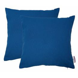 Tom Tailor HOME Dekokissen &raquo;Dove&laquo; unifarben, Kissenh&uuml;llen ohne F&uuml;llung, 2er Pack blau Baumwolle B/L: 38cm x 38cm, 2 Stk.