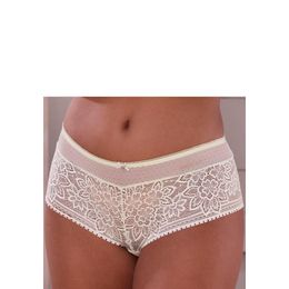 Lascana Damen Lascana Panty aus blumiger Jacquardspitze mit h&uuml;bschem Accessoire beige 44/46