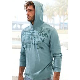 John Devin Herren Kapuzenshirt Langarmshirt bedruckt mit Kapuze aus strukturierter Baumwoll-Qualit&auml;t gr&uuml;n L