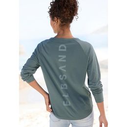ELBSAND Damen Longsleeve &raquo;Tinna&laquo; mit Logodruck hinten, Langarmshirt aus Baumwoll-Mix, sportlich-casual blau M (38)