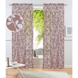 OTTO home Gardine &raquo;Issoire&laquo; Stangendurchzug 1 Stk. tlg. Wohnzimmer, Schlafzimmer, Esszimmer, gemustert, modern braun Polyester 145cm, Stangendurchzug,