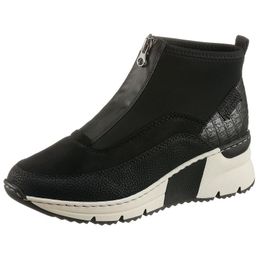 Rieker Damen Schlupfboots Stiefelette, High Top Sneaker mit Rei&szlig;verschluss auf der Vorderseite schwarz 41