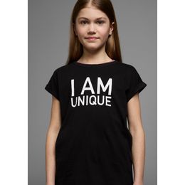 Kidsworld M&auml;dchen Kidsworld T-Shirt &raquo;Mit Spruch: I AM UNIQUE&laquo; kurz&auml;rmelig, weit geschnitten, bedruckt, Rundhalsausschnitt schwarz 176/182
