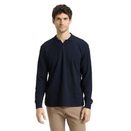 Tom Tailor Herren Tom Tailor Langarm-Poloshirt mit Logo Stickerei blau M