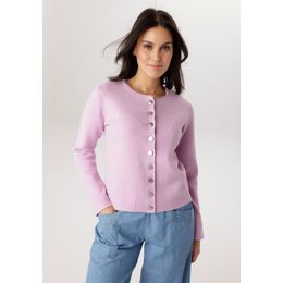 Aniston Selected Damen Aniston SELECTED Strickjacke mit Rollkante am Ausschnitt und schmucken Kn&ouml;pfen 40