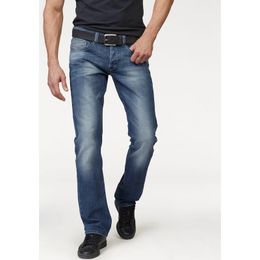 Bruno Banani Herren Straight-Jeans &raquo;Dylan&laquo; gerade Beinform, Used-Waschung, niedrige Leibh&ouml;he blau 38, L&auml;nge 34