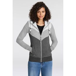 Ragwear Damen Sweatjacke &raquo;TREGA ZIP O&laquo; im Colorblocking-Design grau 3XL