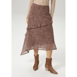 Aniston Casual Damen Aniston CASUAL Midirock in asymmetrischer A-Linien-Form braun 40