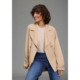Laura Scott Damen Kurzjacke kurzer Trenchcoat, &Uuml;bergangsjacke, zweireihiger Verschluss 46