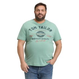 Tom Tailor Plus Herren Tom Tailor PLUS T-Shirt mit Logo-Print gr&uuml;n XXL