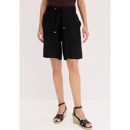 bonprix Damen bonprix Bermudas aus Viskose, mit elastischem Bund, Loose Fit, sportlicher Stil schwarz 50, N-Gr