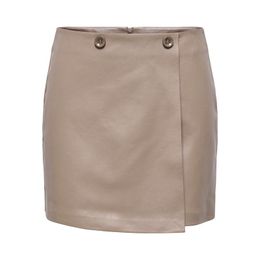 Only Damen Only Lederimitatrock &raquo;ONLASTRIA FAUX LEATHER SHORT SKIRT OTW&laquo; mit Knopf Details, softes Lederimitat beige M (38)