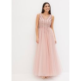 bonprix Damen bonprix Maxikleid aus feinem T&uuml;ll, mit Paillettenstickerei im Oberteil, ohne &Auml;rmel 32, N-Gr