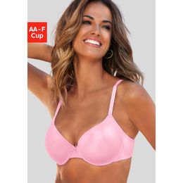 Lascana Damen Lascana Schalen-BH &raquo;, T-Shirt-BH, B&uuml;gel-BH, Ela - perfect basic&laquo; aus seidiger Microfaser, bequemer BH, gro&szlig;e Gr&ouml;&szlig;en rosa 75, Cup E