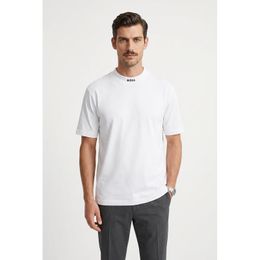 BOSS Green Herren BOSS Green T-Shirt &raquo;Tee Collar Relaxed Fit&laquo; Stretch Jersey Baumwolle, Logo Centered, Rundhals wei&szlig; L