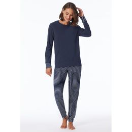 uncover by Schiesser Damen uncover by Schiesser Schlafanzug &raquo;Uncover Nightwear&laquo; 2 tlg. Rundhalsausschnitt, Pure Cotton, Streifen, Single Jersey, 