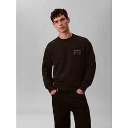 Calvin Klein Jeans Herren Sweatshirt, Regular fit mit Rundhalsausschnitt schwarz L