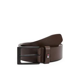 Tommy Hilfiger Herren Lederg&uuml;rtel &raquo;LAYTON 3.5 cm breit&laquo; Metallpatch, Einfachdornschlie&szlig;e braun 130