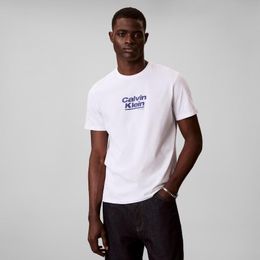 Calvin Klein Jeans Herren T-Shirt Rundhalsausschnitt, Regular Fit, Logoschriftzug XL