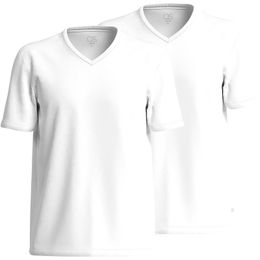 Qs Herren QS T-Shirt mit V-Ausschnitt wei&szlig; M