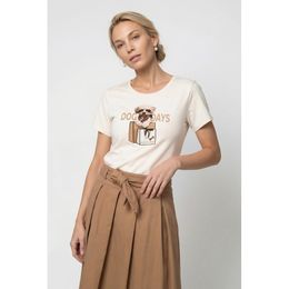 monari Damen T-Shirt &raquo;Shirt Druck + Schmuck&laquo; Regular fit mit Rundhalsausschnitt wei&szlig; 42