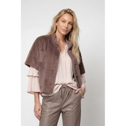 monari Damen Fellimitatjacke &raquo;Jacke Cape fake fur&laquo; ohne Kapuze Regular fit mit Stehkragen 42