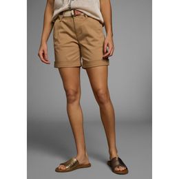 Delmao Damen DELMAO Shorts in trendiger Turn-up Form braun 34 (XS), N-Gr