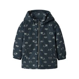 name it Jungen Outdoorjacke &raquo;NMMMAX JACKET PA REF AOP NOOS&laquo; mit Kapuze Kunstfaser, abnehmbare Kapuze, wasserabweisend blau 104