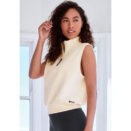 Bench. Loungewear Damen Sweatshirt, mit Rei&szlig;verschluss am Stehkragen, Loungewear beige 48/50