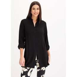 bonprix Damen bonprix Longbluse gerade Passform, mit langem Arm, aus Viskose, mit Stehkragen 40