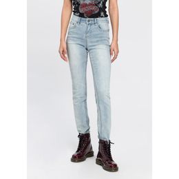 Arizona Damen Slim-fit-Jeans &raquo;Shaping&laquo; enge Passform, R&ouml;hrenjeans, Used-Look-Waschung, hohe Leibh&ouml;he blau 76, K + L Gr