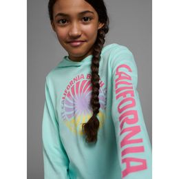 Kidsworld M&auml;dchen Kidsworld Kapuzenshirt &raquo;, Langarmshirt mit &Auml;rmelprint&laquo; Langarm, gerade Passform, mit coolem Aufdruck gr&uuml;n 164/170