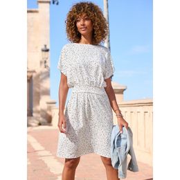 Lascana Damen Lascana Sommerkleid &raquo;in l&auml;ssiger Form mit kurzen &Auml;rmeln&laquo; Ohne Taschen Webkleid aus Viskose, Viskosekleid mit grafischem Druck, kurzes 
