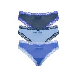 Lscn By Lascana Damen LSCN by LASCANA String mit hochwertiger Spitze abgesetzt blau 32/34