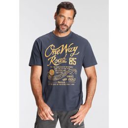 MAN'S WORLD Man's World Herren T-Shirt Kurzarm, Regular Fit, mit Print, Rundhals, im Used-Look blau XL (56/58)