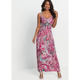 bonprix Damen bonprix Maxikleid &raquo;Maxikleid mit Applikationen&laquo; ohne &Auml;rmel, elastisches Material, schmale Passform rosa 48/50 (XL), N-Gr