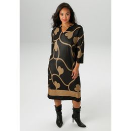 Aniston Plus Damen Aniston PLUS Jerseykleid mit interessantem Allover-Print schwarz 50, N-Gr