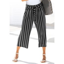 Lascana Damen Lascana Culotte &raquo;mit luftig-weitem Bein&laquo; in 7/8-L&auml;nge, leichte Jerseyhose, casual, Sommerhose, Schlupfhose schwarz-wei&szlig; 36, N-Gr