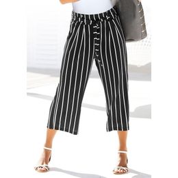 Lascana Damen Lascana Culotte &raquo;mit luftig-weitem Bein&laquo; in 7/8-L&auml;nge, leichte Jerseyhose, casual, Sommerhose, Schlupfhose schwarz-wei&szlig; 46, N-Gr