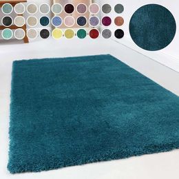 Esprit Hochflor-Teppich &raquo;Relaxx ESP-4150&laquo; rechteckig 25 mm H&ouml;he Wohnzimmer, sehr gro&szlig;e Farbauswahl, weicher dichter Hochflor blau Kunstfaser B : 200cm 1 Stk.