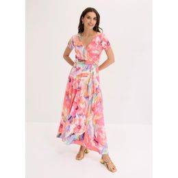 bonprix Damen bonprix Maxikleid farbenfrohes Muster, leichtes Material aus Polyester und Elasthan 32/34 (XS), N-Gr