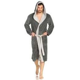 Vossen Bademantel &raquo;Poppy, ideal f&uuml;r Sauna & Spa, Hotelbademantel, Morgenmantel&laquo; 1 Stk. Doubleface Optik grau Baumwoll-Mix XS L: 120cm