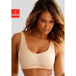 Petite Fleur By Lascana Damen petite fleur by Lascana Bralette-BH Packung, SEAMLESS ohne B&uuml;gel &ndash; auch ideal f&uuml;r gro&szlig;e Gr&ouml;&szlig;en, bequemer BH braun M (40/