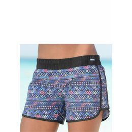 Lascana Damen Lascana Badeshorts elastisches B&uuml;ndchen, mit Ges&auml;&szlig;tasche, softe Microfaser-Qualit&auml;t schwarz 42, N-Gr